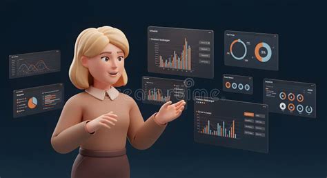 Data Visualization 3d Animated Charts Stock Illustration