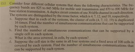 Solved Consider Four Different Cellular Systems That Share