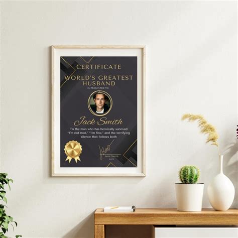 Funny Husband Of The Year Certificate • Printable Award For Husband