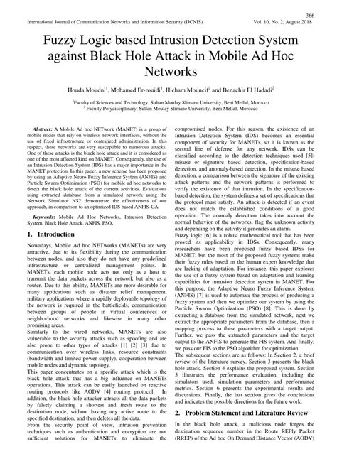 Pdf Fuzzy Logic Based Intrusion Detection System Against Black Hole