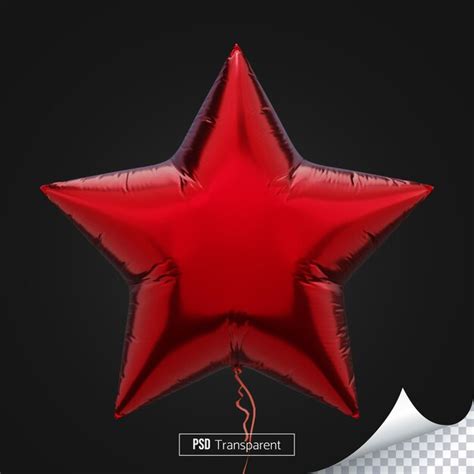 Значок воздушного шара из фольги Красный шар в форме звезды 3d рендеринг Премиум Psd