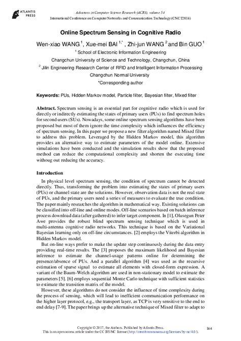 Pdf Online Spectrum Sensing In Cognitive Radio