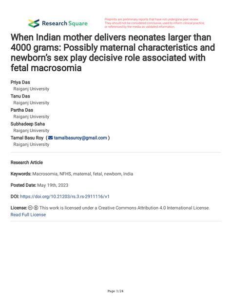 Pdf When Indian Mother Delivers Neonates Larger Than 4000 Grams Possibly Maternal Pdf When Indian Mother Delivers Neonates Larger Than 4000 Grams Possibly Maternal