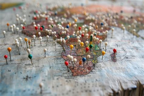 A Map With Pins And Pins On It A Map Dotted With Pins Representing An Anthropologists Journey To