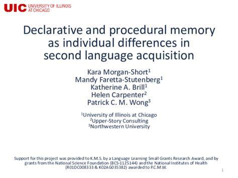 pdf declarative and procedural memory as individual differences in