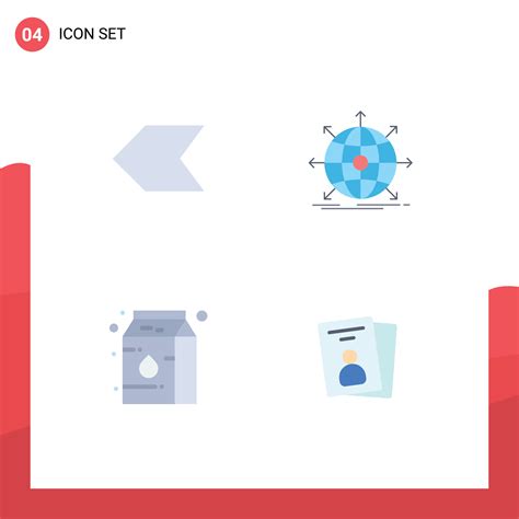 4 Universal Flat Icons Set For Web And Mobile Applications Arrow Condensed Business Network Id