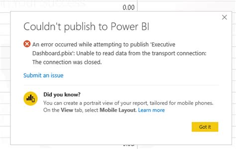 error publishing power bi report microsoft fabric community