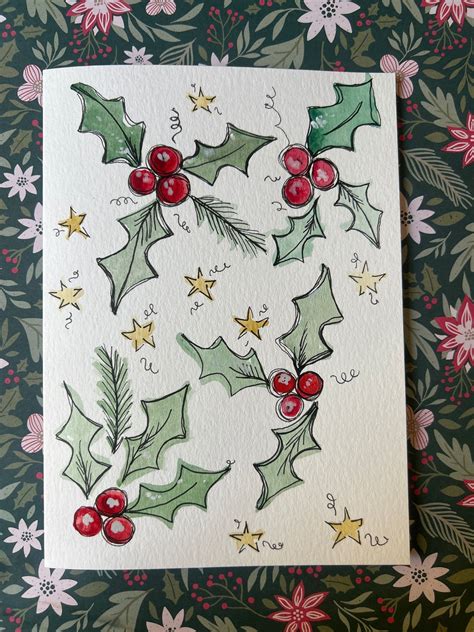 Christmas Card Watercolor Christmas Card Handmade Christmas Card