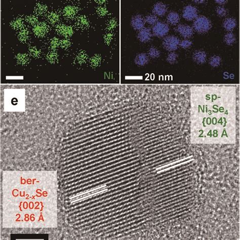 a d stem eds elemental mapping for each element and e hrtem image