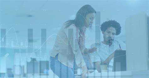 Image Of Financial Data Processing Over Diverse Business People In Office Stock Image Image Of