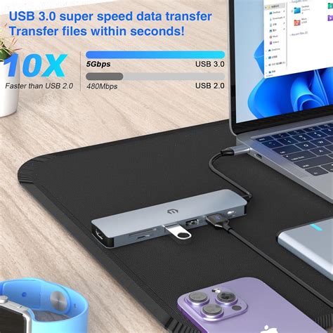 Usb C Hub Totu In Docking Station Enabling Stunning K Hdmi Visuals Lightning Fast Gbps
