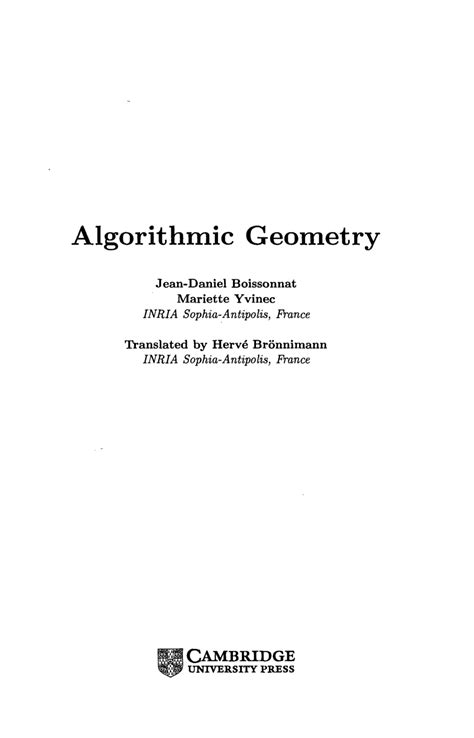 Pdf Algorithmic Geometry