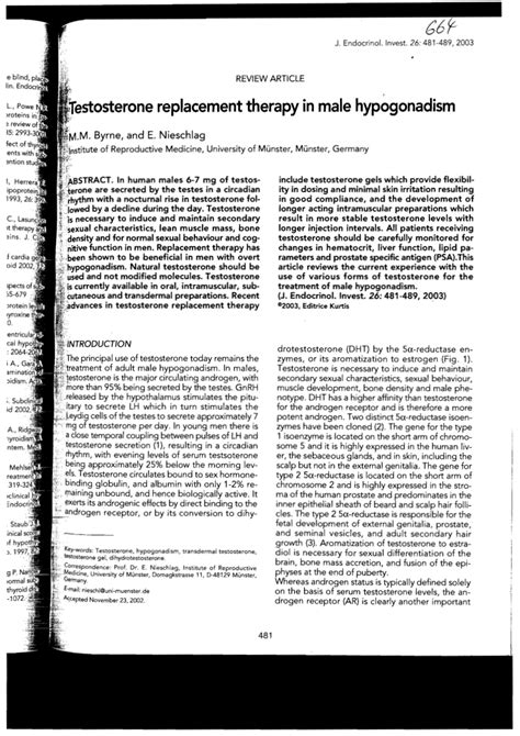 Pdf 664 Testosterone Replacement Therapy