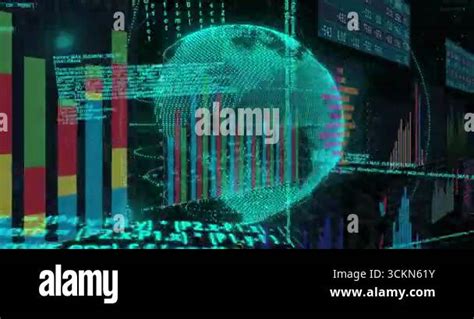 Holographic Earth Emerging And Rotating As Code Scrolling And Charts