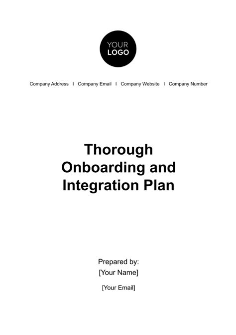 Free Thorough Onboarding And Integration Plan Hr Template To Edit Online