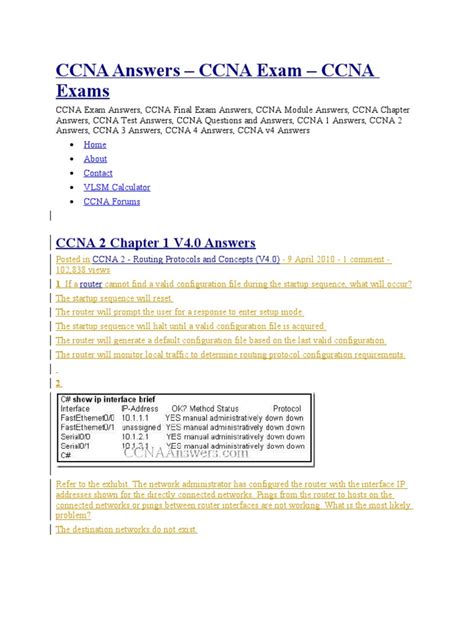Ccna Answers Chapter 1 Pdf Cisco Certifications Router Computing