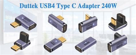 Jp Duttek 240w U字型usb Cアダプター 40gbps Usb C 180度u字型usb Type Cオスメスアダプタ 8kビデオ Usb C