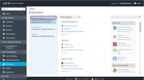 How To Manage Extensions In Plesk Servercake