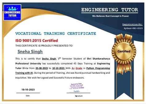 Sneha Singh On Linkedin Python Ml Vocational Iso