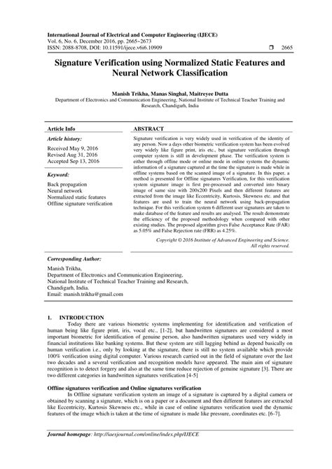 Pdf Signature Verification Using Normalized Static Features And