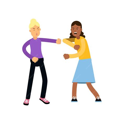 Ilustración Del Conflicto Entre Dos Mujeres Locas Personajes De