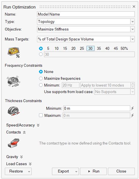 set up and run an optimization