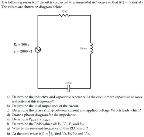 SOLVED The Following Series RLC Circuit Is Connected To A Sinusoidal AC Source So That I T