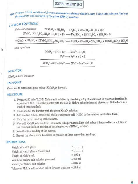 Titration Of Mohr Salt Pdf