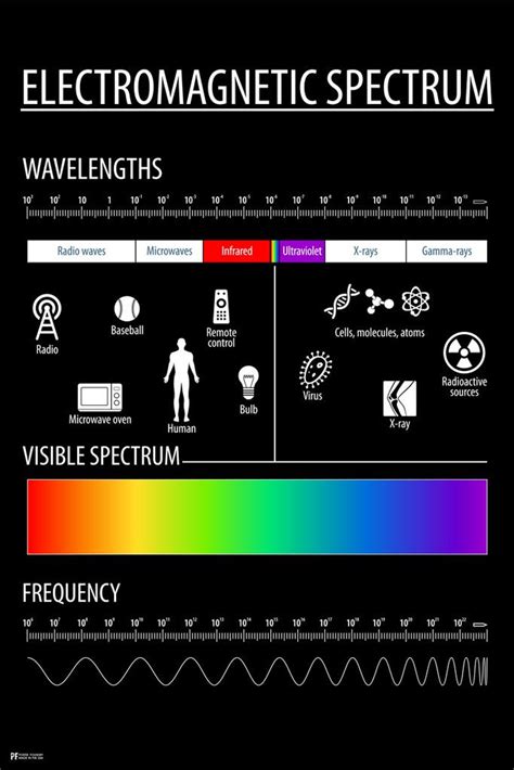 Laminated Electromagnetic Spectrum Chart Reference Science Physics