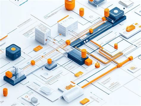 Premium Photo Abstract Data Flow Diagram With 3d Isometric Elements
