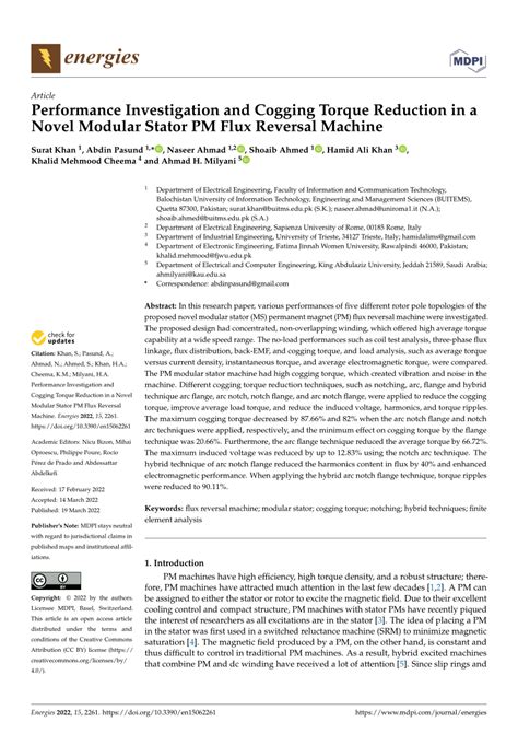 Pdf Performance Investigation And Cogging Torque Reduction In A Novel Modular Stator Pm Flux
