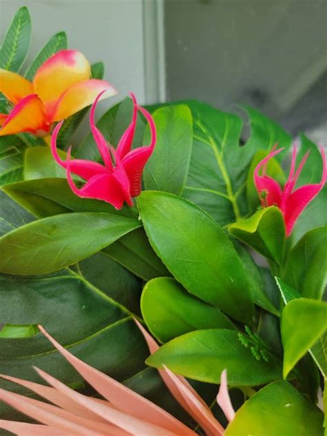 Welcome Tropical Flamingo Door Rail Summer Flamingo Hibiscus Pulmeria Front Door Wreath Pink