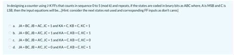solved in designing a counter using j k ffs that counts in