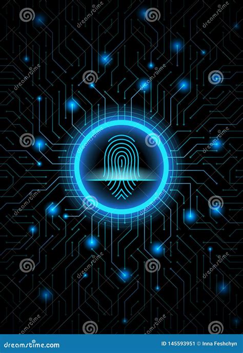 Cyber Security Fingerprint Dark Blue Abstract Digital Conceptual