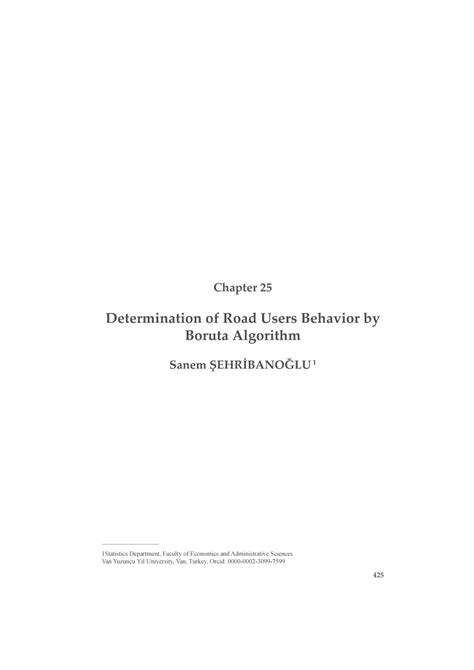 Pdf Determination Of Road Users Behavior By Boruta Algorithm