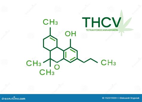 Thcv Molecular Formula Tetrahydrocannabivarin Molecule Structure On White Background Stock