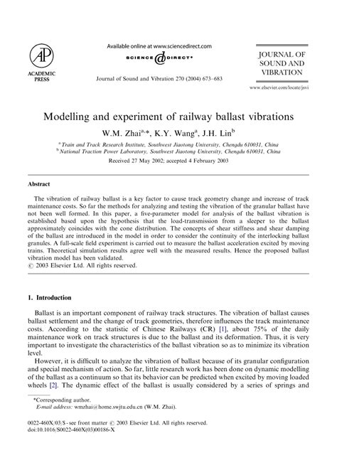 Pdf Modeling And Experiment Of Railway Ballast Vibrations