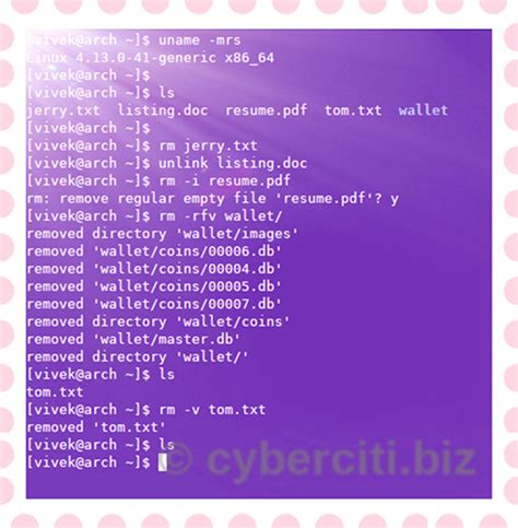 how to delete and remove files on arch linux nixcraft