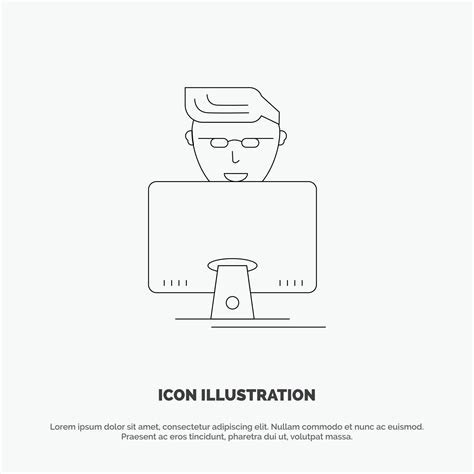 Hacker User Gamer Programmer Line Icon Vector 15999835 Vector Art At Vecteezy