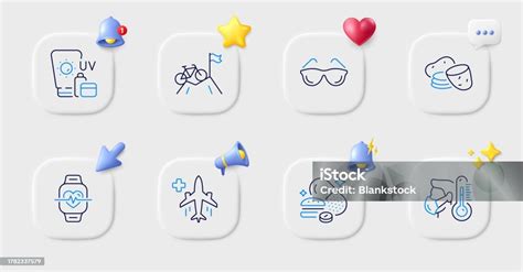 Sick Man Eyeglasses And Potato Line Icons For Web App Printing Vector Stock Illustration