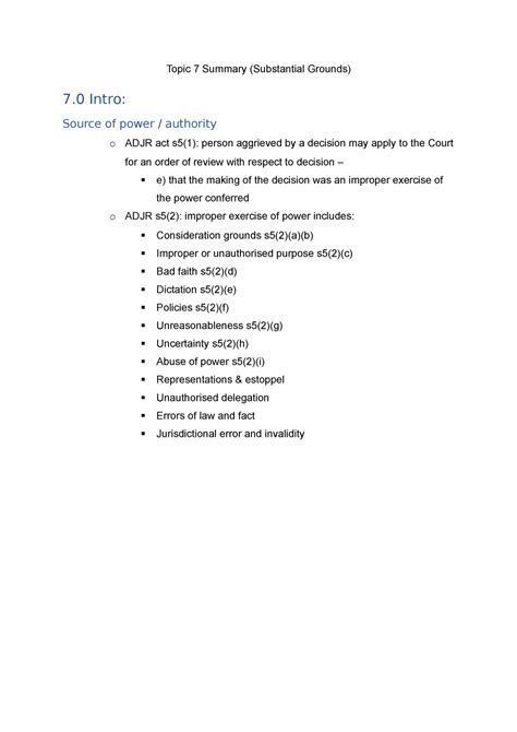 t7 summarised and consolidated notes topic 7 summary substantial