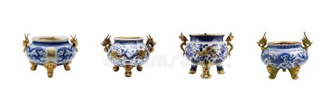 Blue And Porcelain Dragon Incense Burners Set Traditional Chinese Art