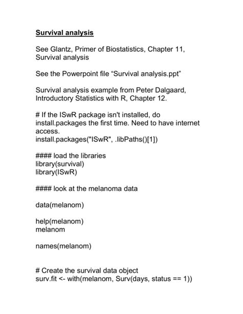 Survival Analysis In R