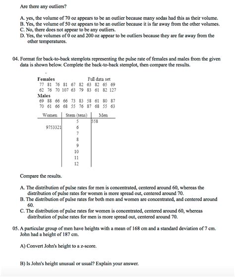 Solved Format For Back To Back Stemplots Representing The Chegg Com