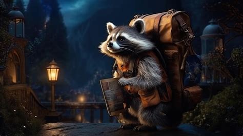 Premium Ai Image Raccoon In A Laboratory Robe Conducting Scientific Experiments