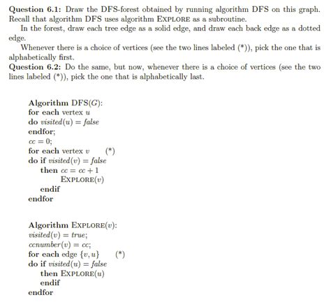 Solved Question 6 1 Draw The Dfs Forest Obtained By Running