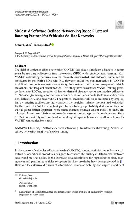 Pdf Sdcast A Software Defined Networking Based Clustered Routing