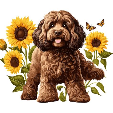 Premium Vector Cute Cockapoo Dog Cartoon Vector Style White Background