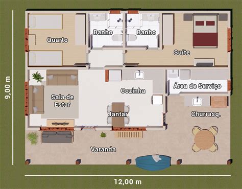 P14 Projeto Casa De Sítio Com 2 Quartos Vgprojetos