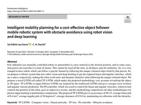 Deeplearning Lstm Springer Research Robot Artificialintelligence Springernature Sai